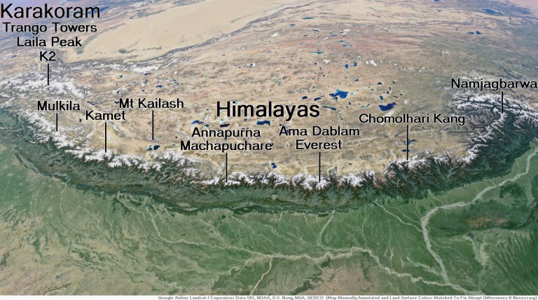 Map of Himalayas – Beautiful Peaks