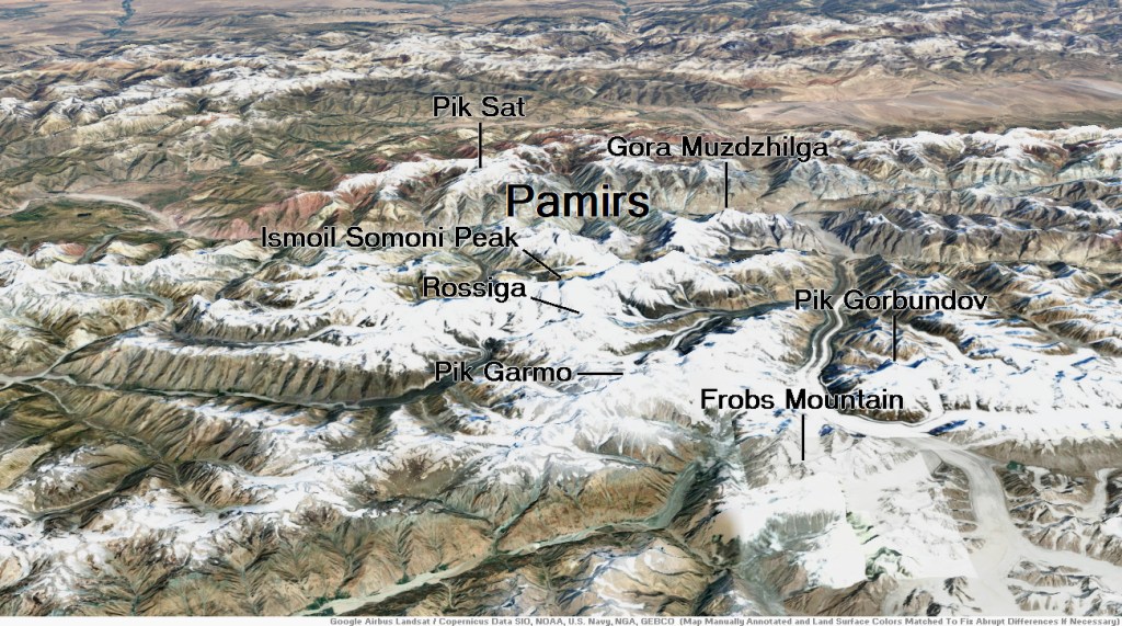 Map of Pamirs – Beautiful Peaks