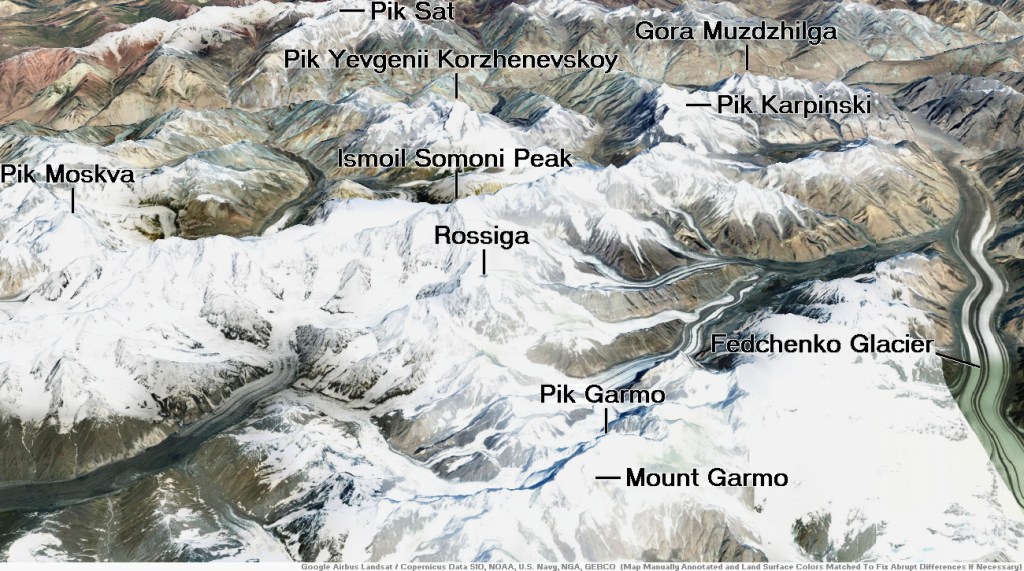 Map of Pamirs – Beautiful Peaks