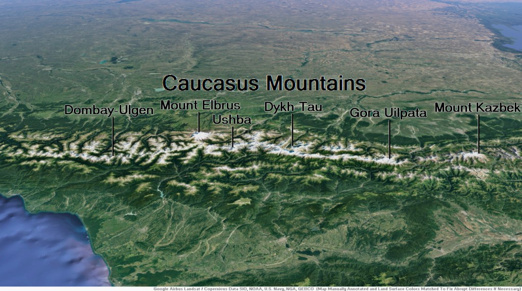 Map of Caucasus Mountains – Beautiful Peaks