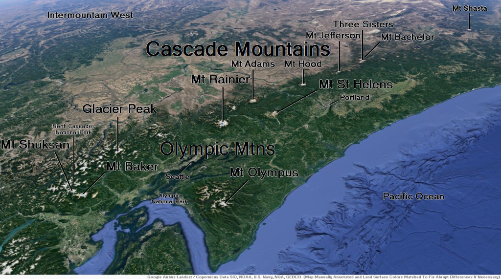 Map of Cascade Mountains – Beautiful Peaks